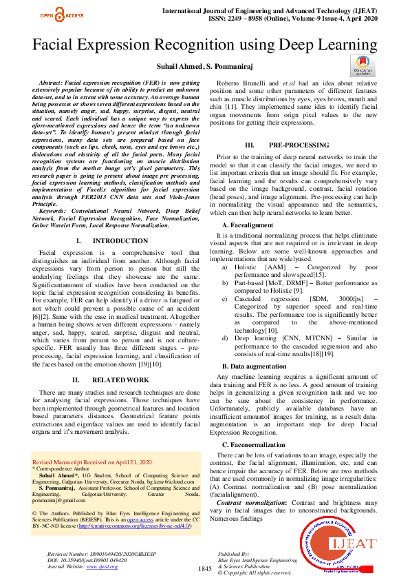 (PDF) Facial Expression Recognition using Deep Learning