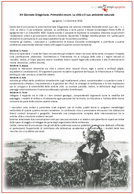 (PDF) XV Giornate Gregoriane. Primordia rerum. La città e il suo ...
