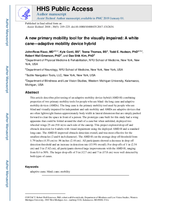 (PDF) A new primary mobility tool for the visually impaired: A white ...
