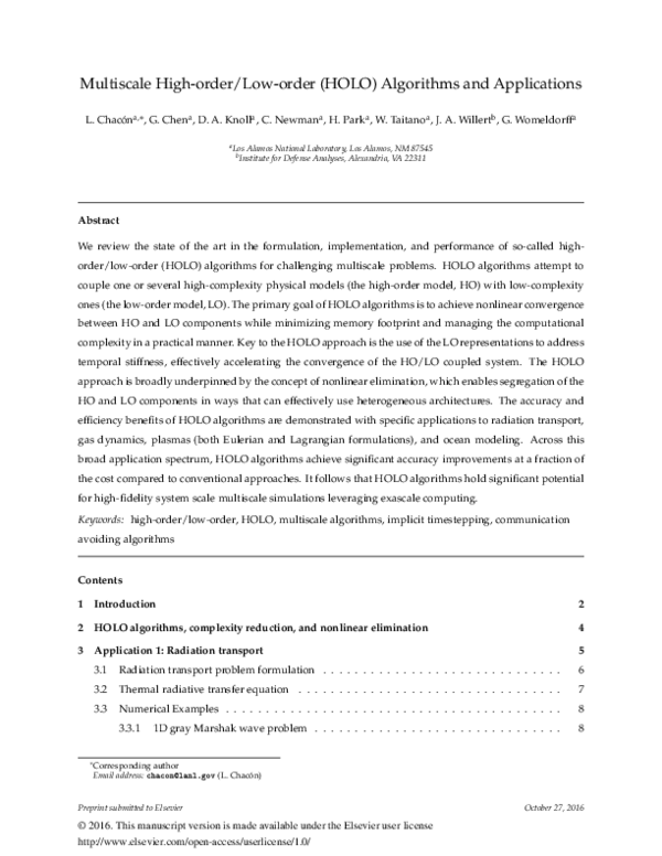 (PDF) Multiscale high-order/low-order (HOLO) algorithms and applications