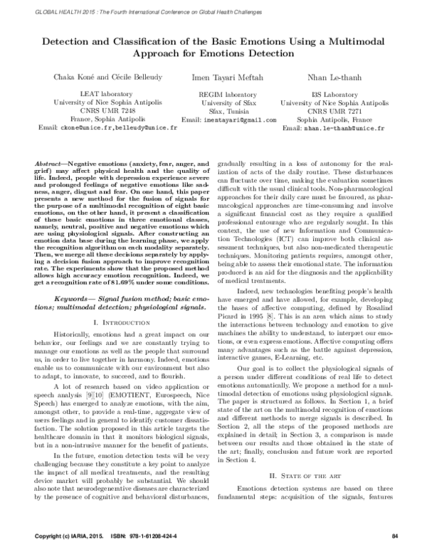 (PDF) Detection and Classification of the Basic Emotions Using a Multimodal Approach for ...