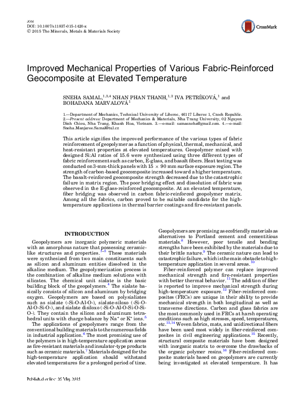 (PDF) Improved Mechanical Properties of Various Fabric-Reinforced Geocomposite at Elevated ...