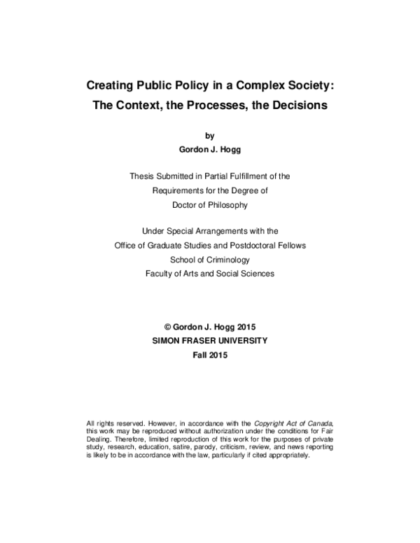 (PDF) Creating Public Policy in a Complex Society: The Context, the ...