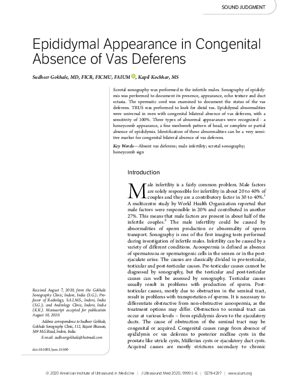 (PDF) Epididymal Appearance in Congenital Absence of Vas Deferens