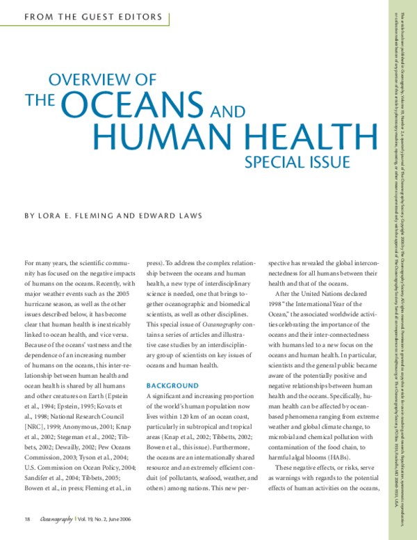 (PDF) Overview of the Oceans and Human Health Special Issue