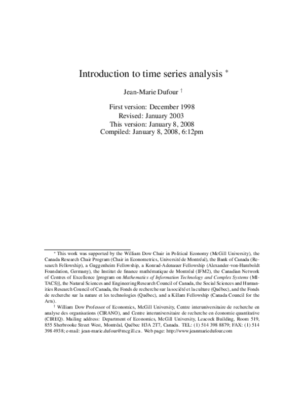 (PDF) Introduction to Time Series Analysis