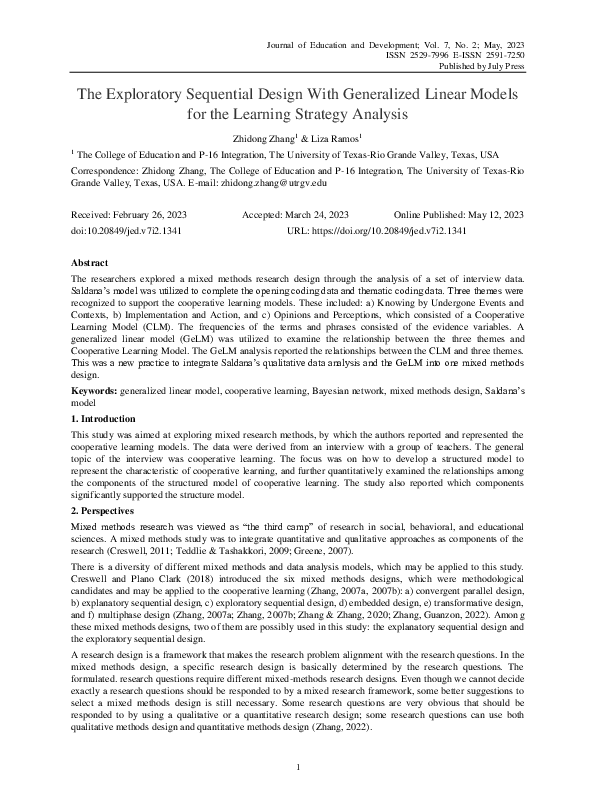 (PDF) The Exploratory Sequential Design With Generalized Linear Models ...