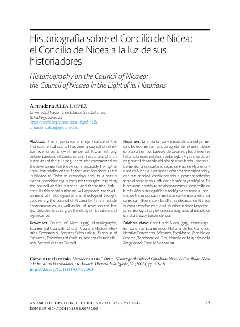(PDF) Historiografía sobre el Concilio de Nicea: el Concilio de Nicea a ...