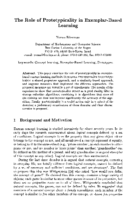 (PDF) The role of prototypicality in exemplar-based learning