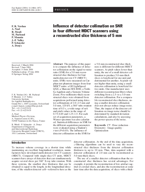 (PDF) Detector Collimation Effects on SNR in MDCT