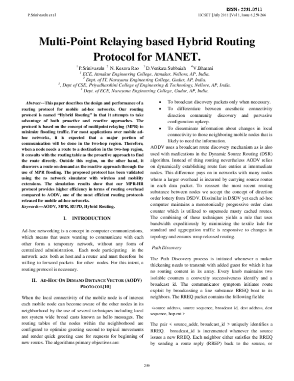 (PDF) Multi-Point Relaying based Hybrid Routing Protocol for MANET