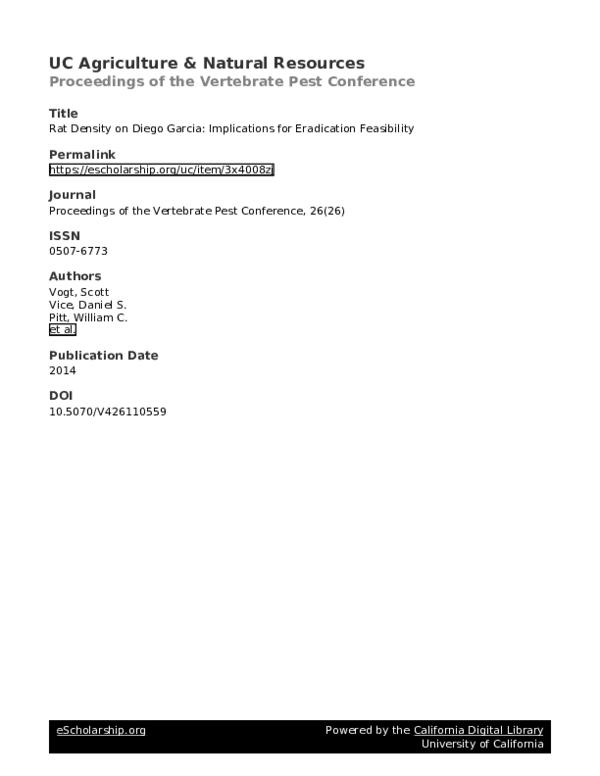 (PDF) Rat Density on Diego Garcia: Implications for Eradication Feasibility