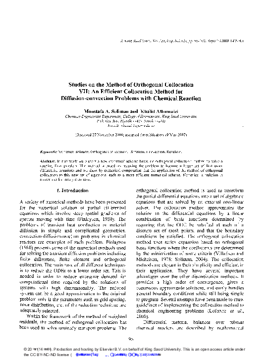 (PDF) Studies on the Method of Orthogonal Collocation VI: A Moving Collocation Method for the ...