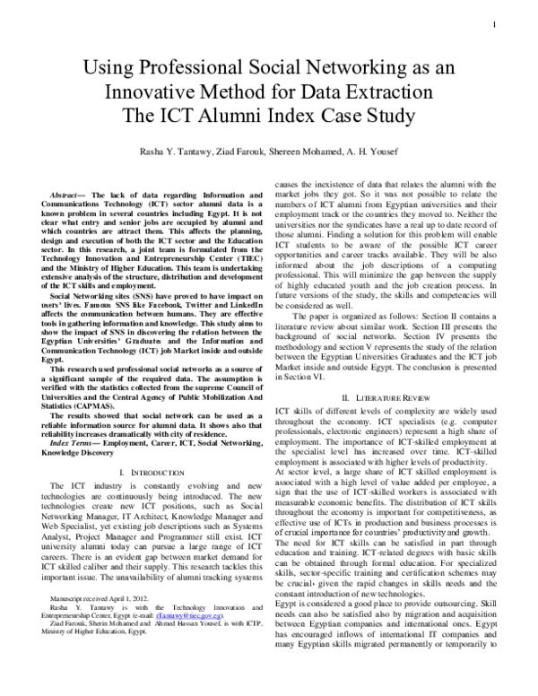 (PDF) Using Professional Social Networking as an Innovative Method for Data Extraction, The ICT ...