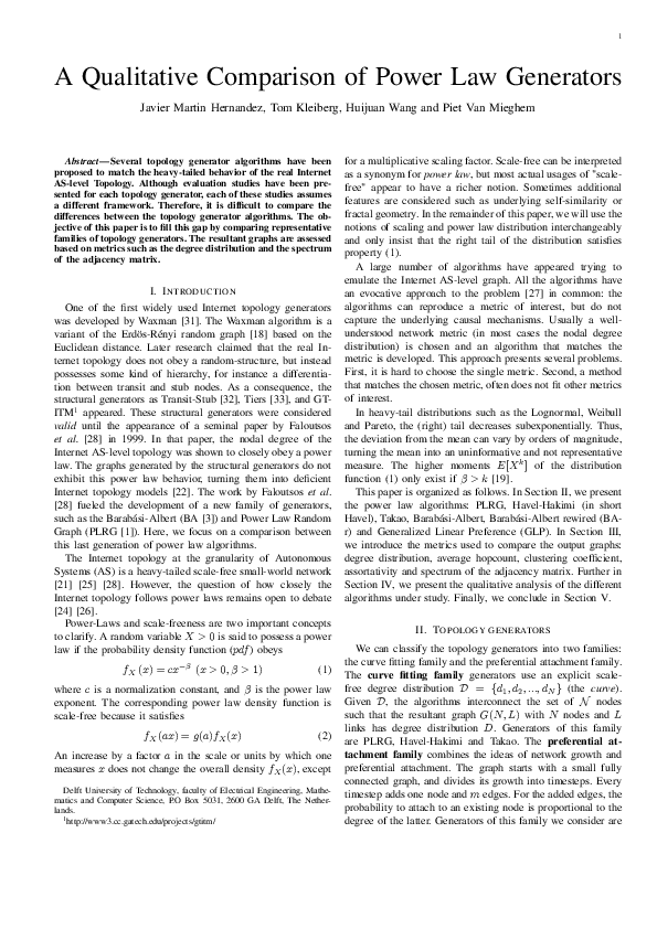 (PDF) A qualitative comparison of power law generators