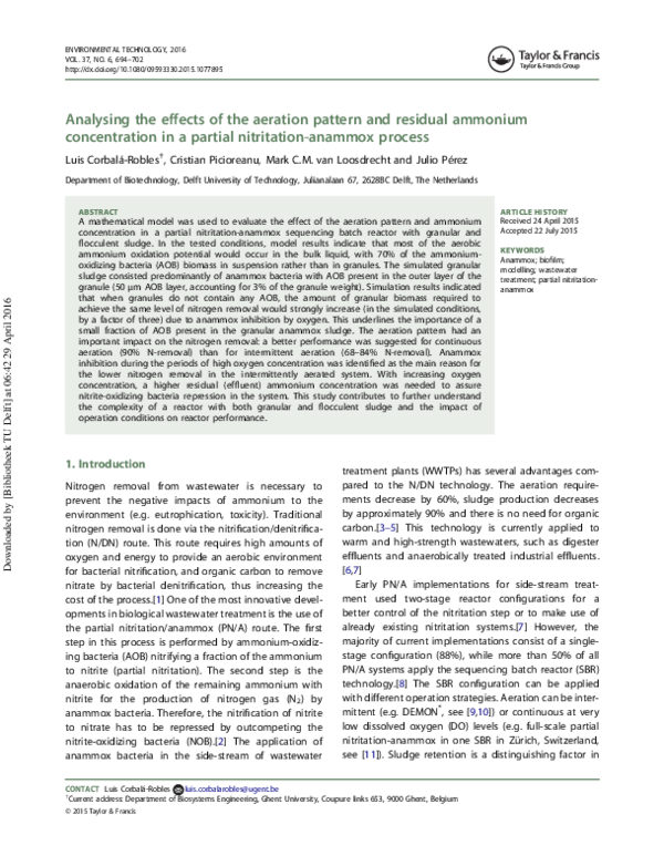 (PDF) Analysing the effects of the aeration pattern and residual ammonium concentration in a ...