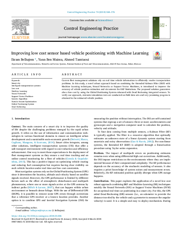 (PDF) Improving low cost sensor based vehicle positioning with Machine Learning