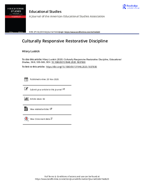 (PDF) Culturally Responsive Restorative Discipline