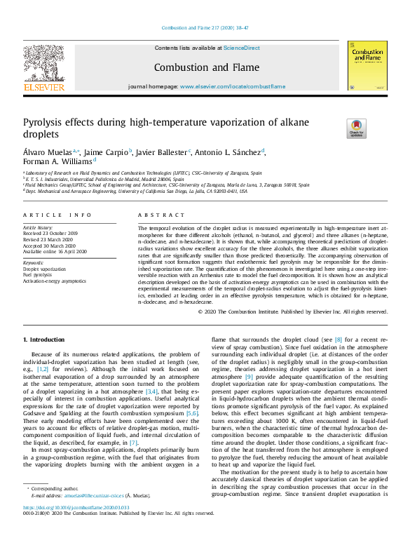(PDF) Pyrolysis effects during high-temperature vaporization of alkane ...