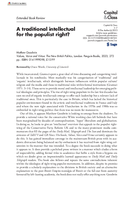 (PDF) A traditional intellectual for the populist right