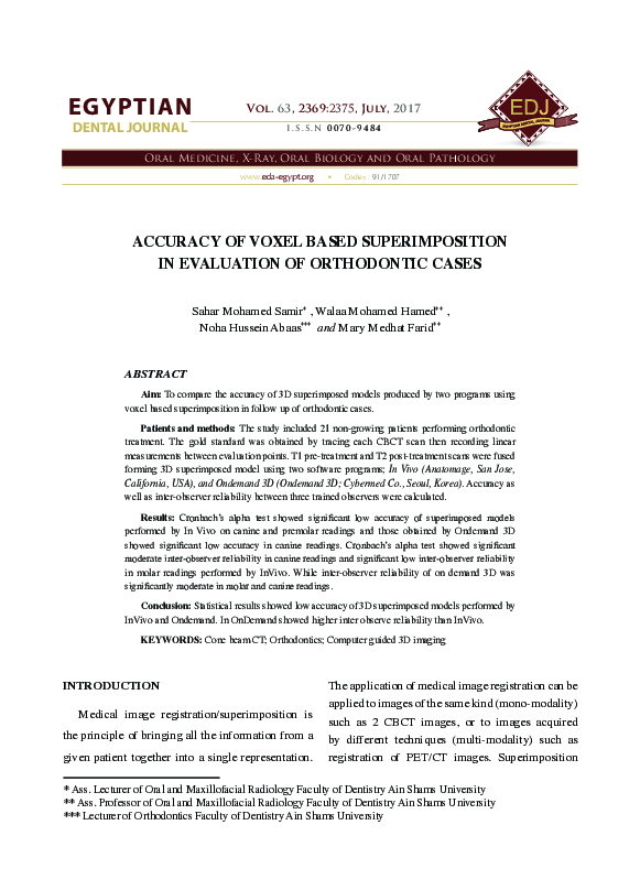 (PDF) Accuracy of voxel based superimposition in evaluation of ...