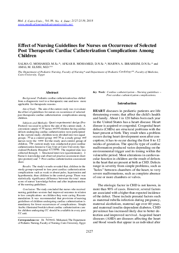 (PDF) Effect of Nursing Guidelines for Nurses on Occurrence of Selected ...