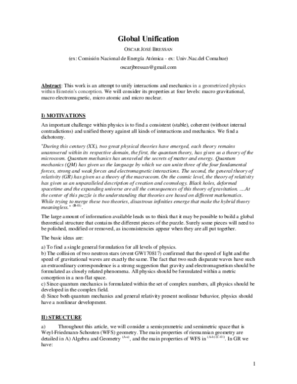 (PDF) Global Unification
