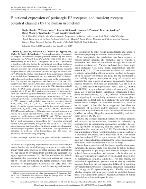 (PDF) Functional expression of purinergic P2 receptors and transient ...