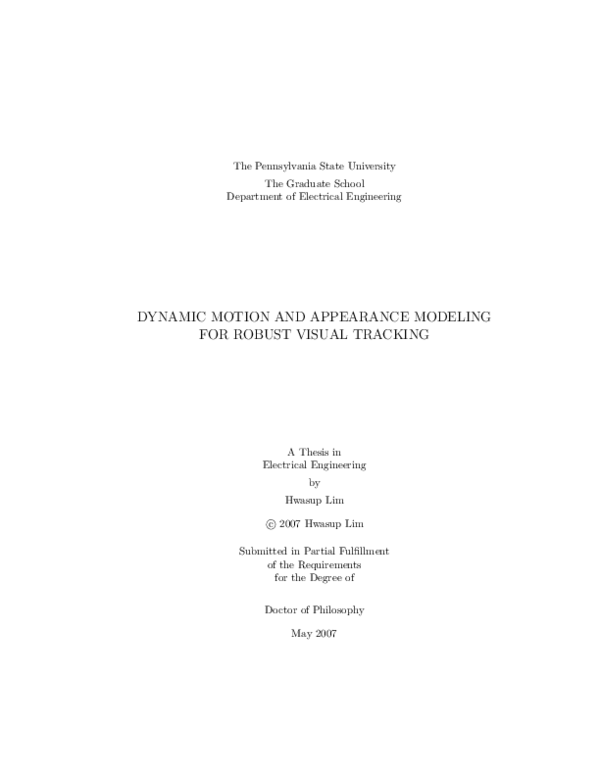 (PDF) Dynamic motion and appearance modeling for robust visual tracking