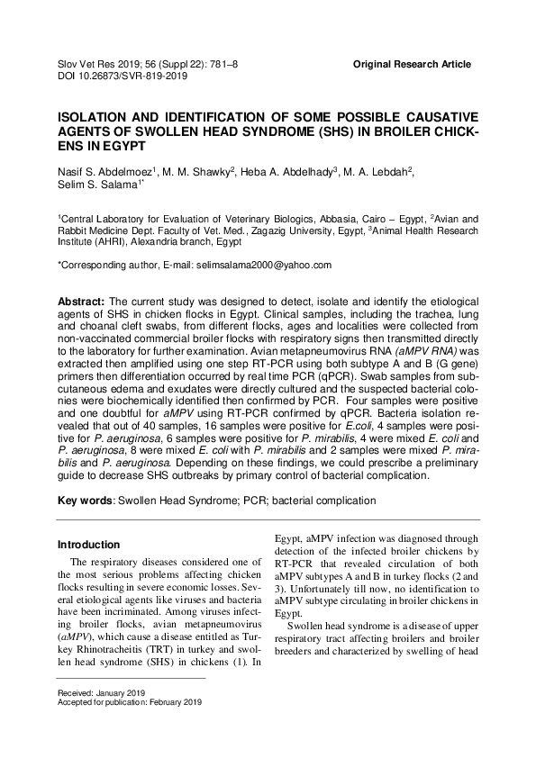 (PDF) ISOLATION AND IDENTIFICATION OF SOME POSSIBLE CAUSATIVE AGENTS OF ...