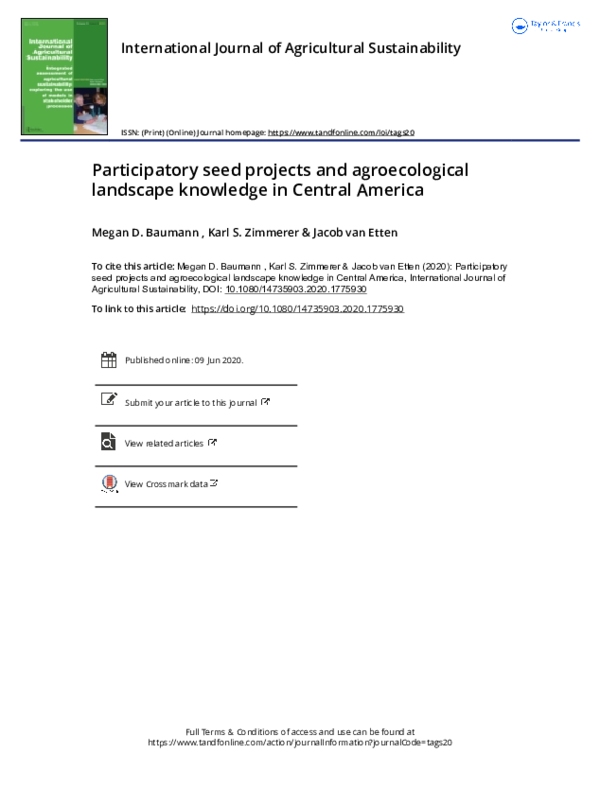(PDF) Participatory seed projects and agroecological landscape ...