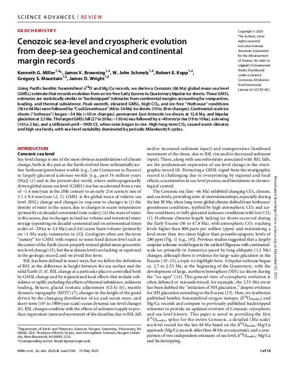 (PDF) Cenozoic sea-level and cryospheric evolution from deep-sea geochemical and continental ...