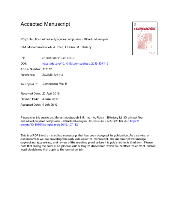 (PDF) 3D printed fiber reinforced polymer composites - Structural analysis