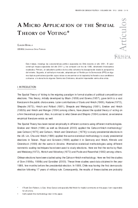 (PDF) A Micro Application of The Spatial Theory of Voting