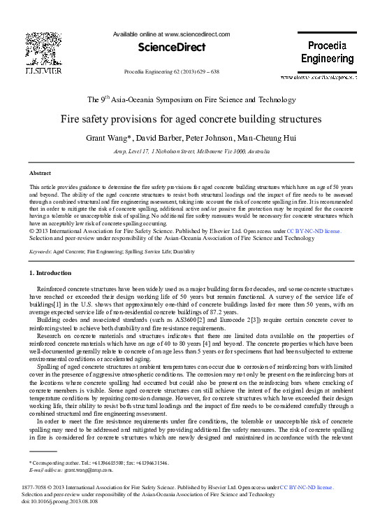Pdf Fire Safety Provisions For Aged Concrete Building Structures