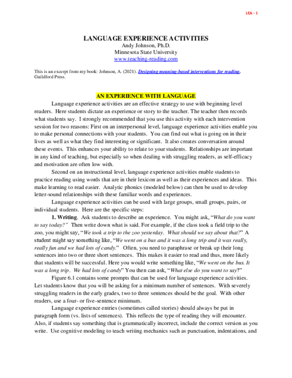 (PDF) Language Experience Activities
