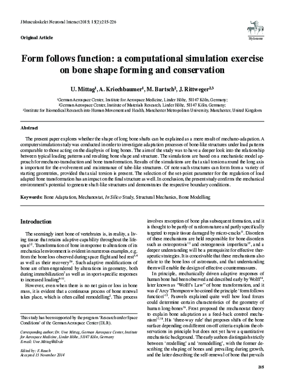 (PDF) Form follows function: A computational simulation exercise on bone shape forming and ...