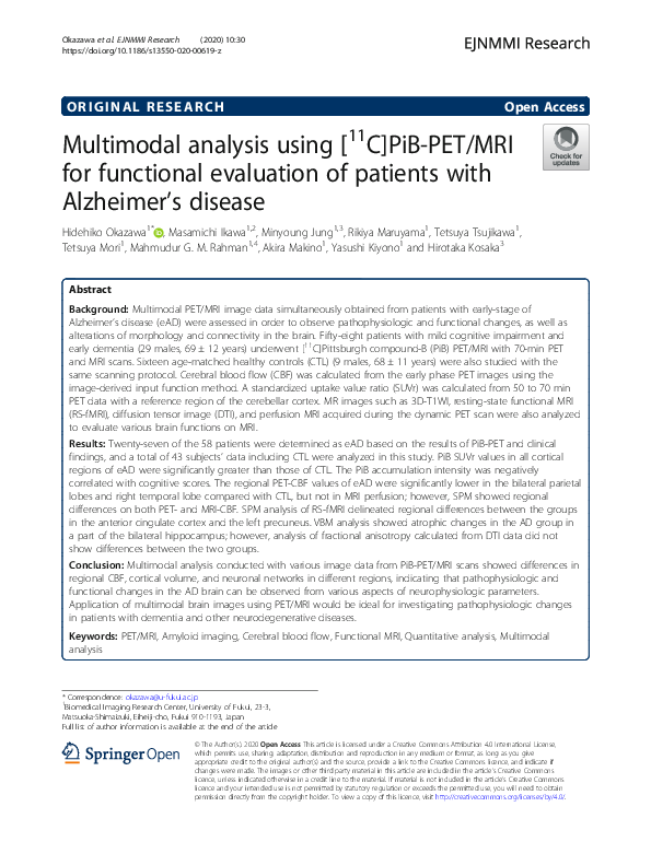 (PDF) Multimodal analysis using [11C]PiB-PET/MRI for functional ...