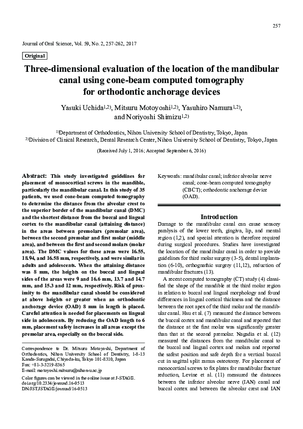 (PDF) Three-dimensional evaluation of the location of the mandibular canal using cone-beam ...