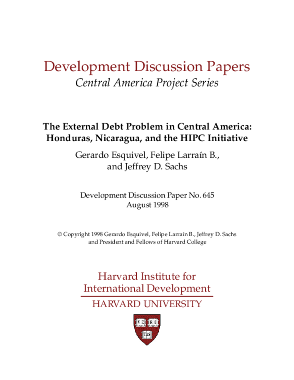 (PDF) The External Debt Problem in Central America: Honduras, Nicaragua ...