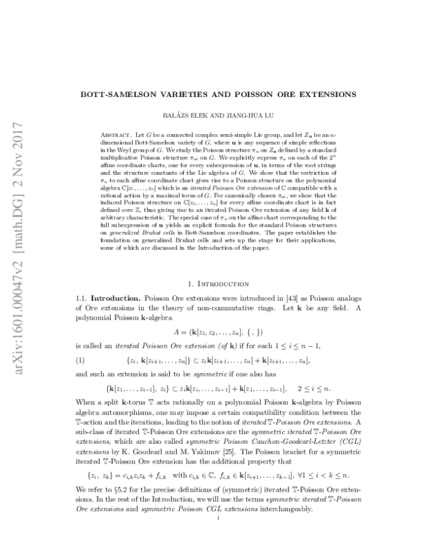 (PDF) Bott–Samelson Varieties and Poisson Ore Extensions