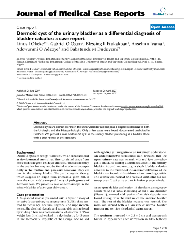 (PDF) Dermoid cyst of the urinary bladder as a differential diagnosis ...