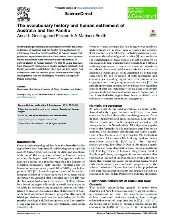 (PDF) The evolutionary history and human settlement of Australia and ...