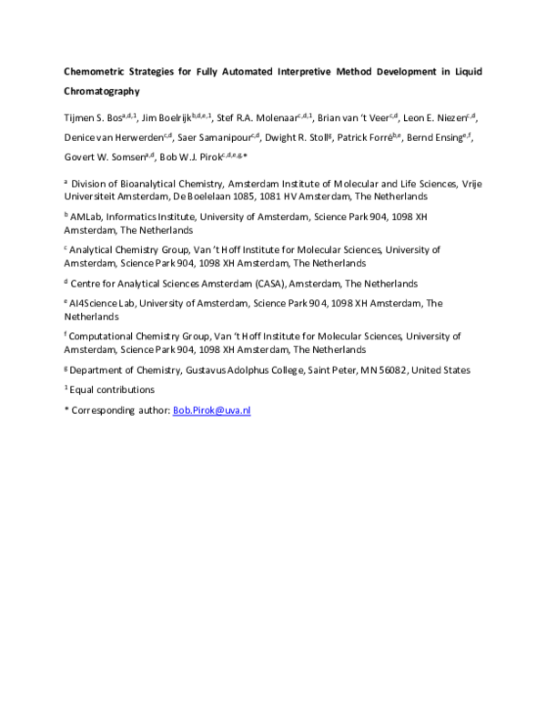 (PDF) Chemometric Strategies for Fully Automated Interpretive Method Development in Liquid ...