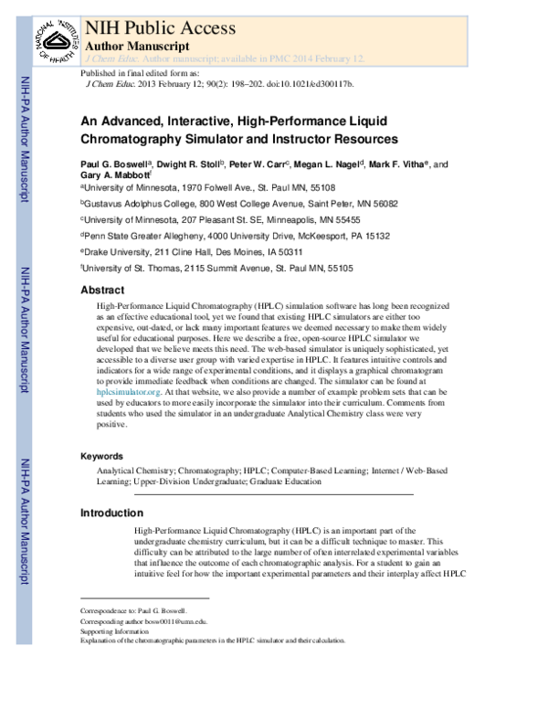(PDF) An Advanced, Interactive, High-Performance Liquid Chromatography ...