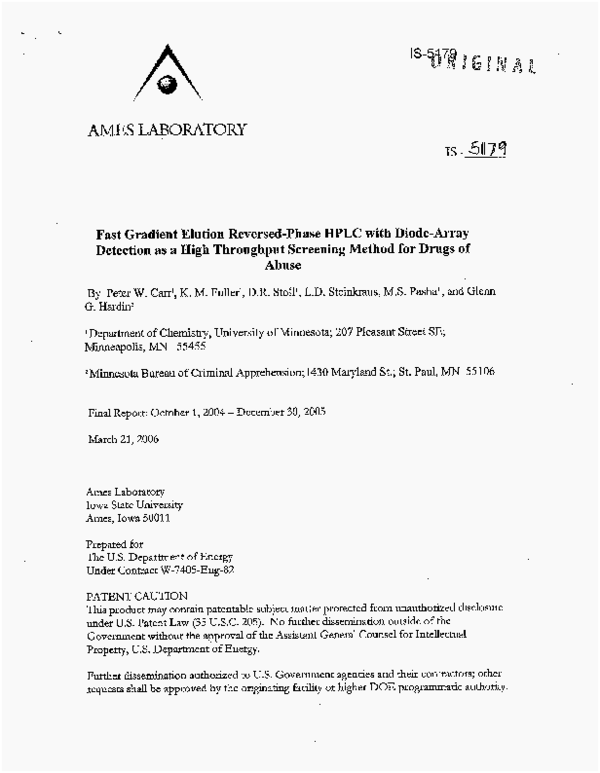 Pdf Fast Gradient Elution Reversed Phase Hplc With Diode Array Detection As A High Throughput