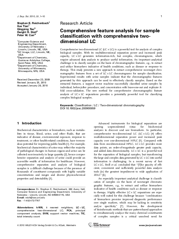 Comprehensive feature analysis for sample classification with ...