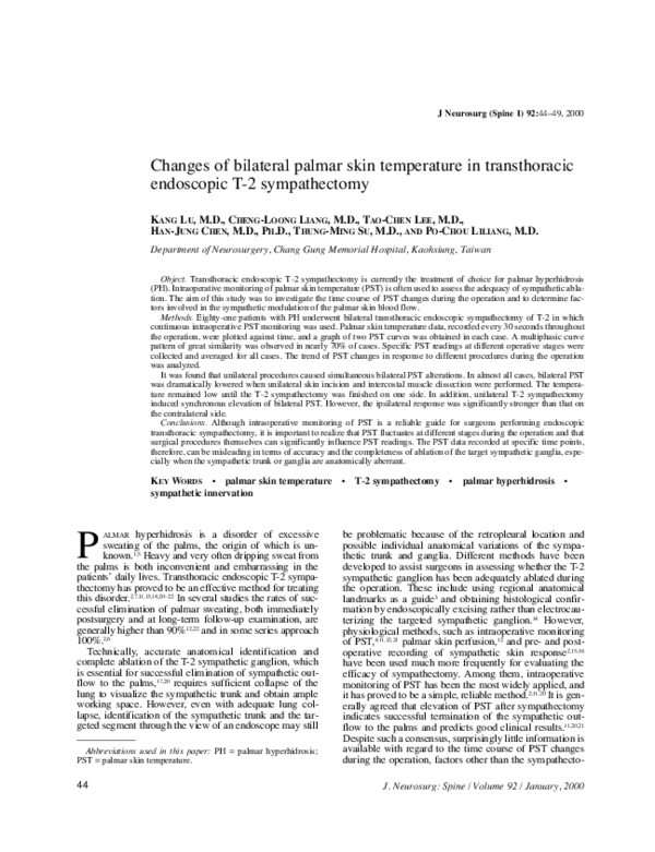 (PDF) Changes of bilateral palmar skin temperature in transthoracic ...