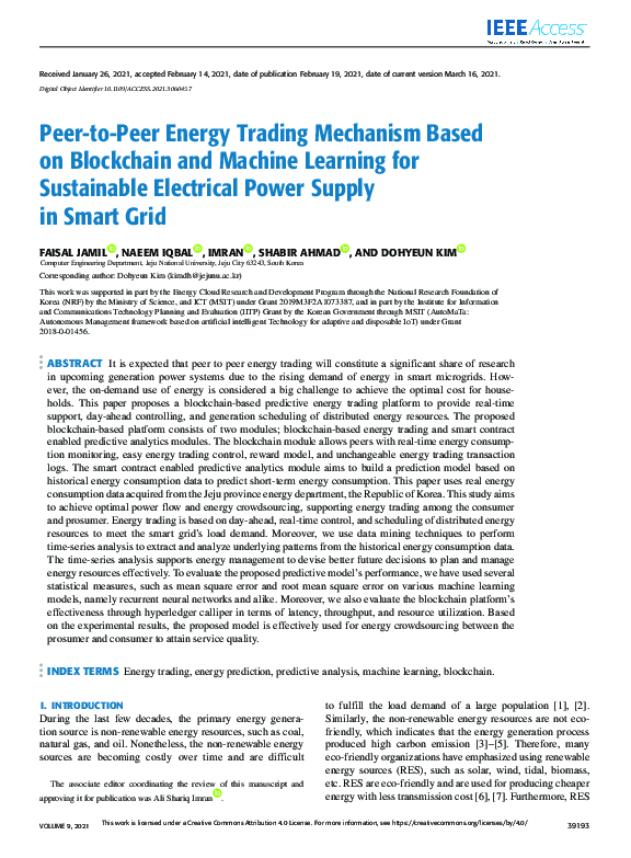 (PDF) Peer-to-Peer Energy Trading Mechanism Based on Blockchain and ...