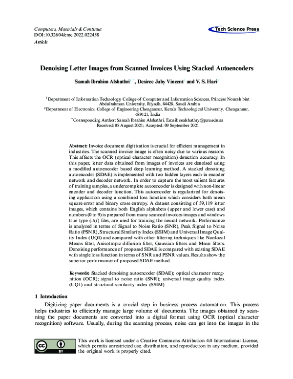 (PDF) Denoising Letter Images from Scanned Invoices Using Stacked ...